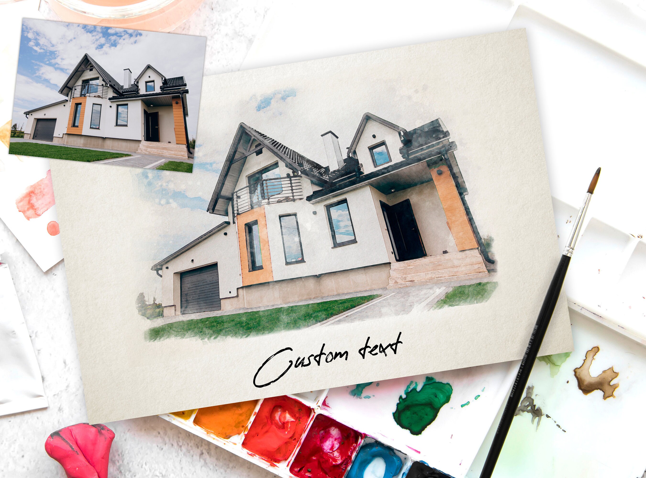 Our First Home Watercolor Custom House Painting in - Etsy