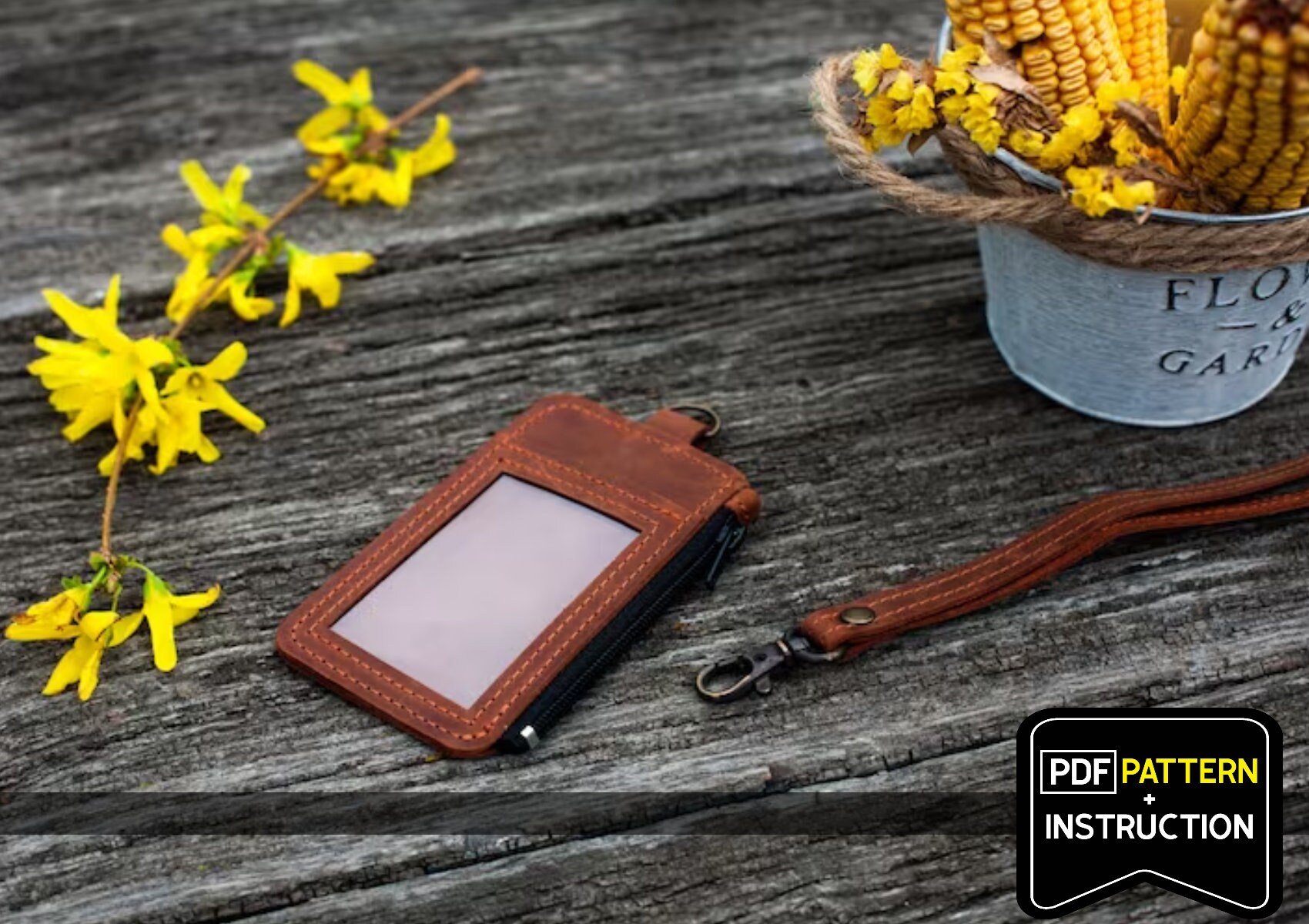 Leather ID Card Pattern Leather ID Card Pdf Badge Holder - Etsy