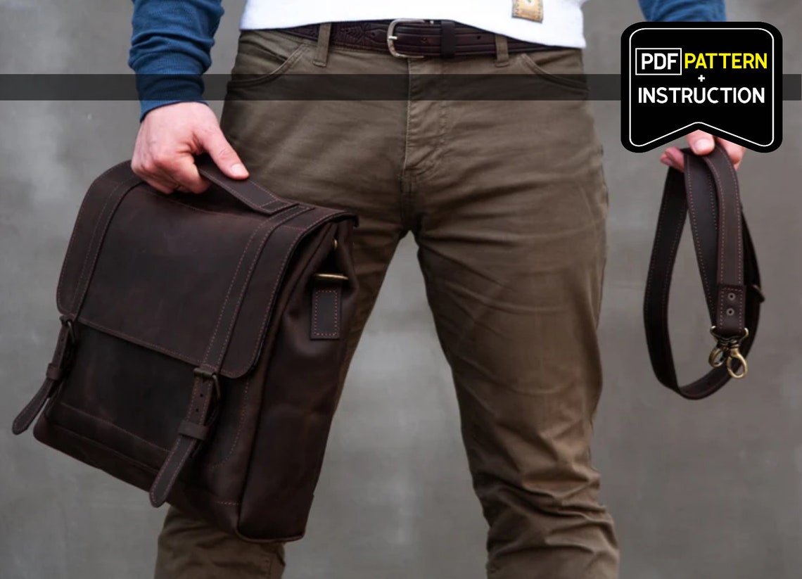 Leather Messenger Bag Pattern, Leather Messenger Bag Pdf, Leather Briefcase Pattern, Leather ...