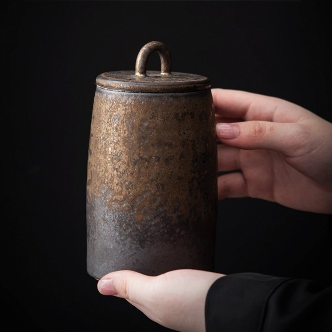 Japanese Style Rust-glazed Tea Tin, Tea Jar With Lid, Tea Container Set ...