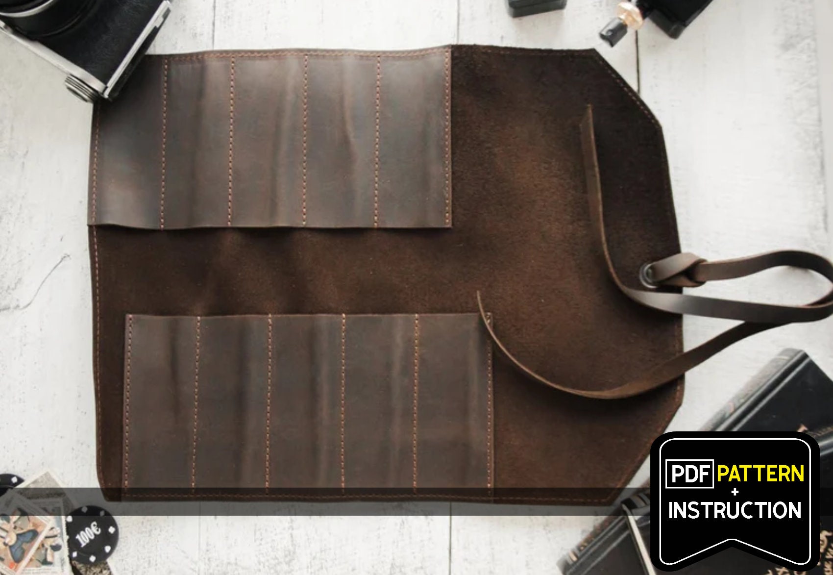 Tool Roll Pattern, Tool Roll Pdf, Leather Tool Roll Pdf, Leather Tool Roll Pattern, Leather Tool ...