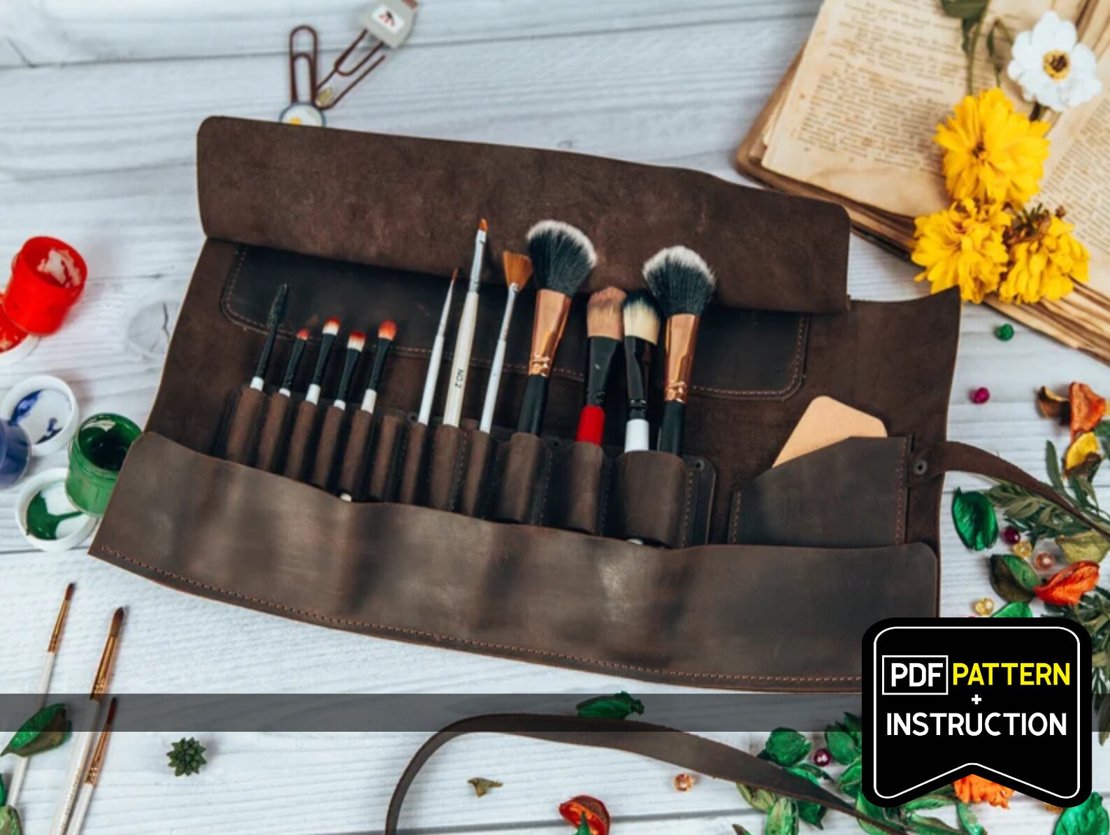 Roll Bag Pattern, Roll Bag Pdf, Leather Roll Bag Pattern, Leather Roll ...