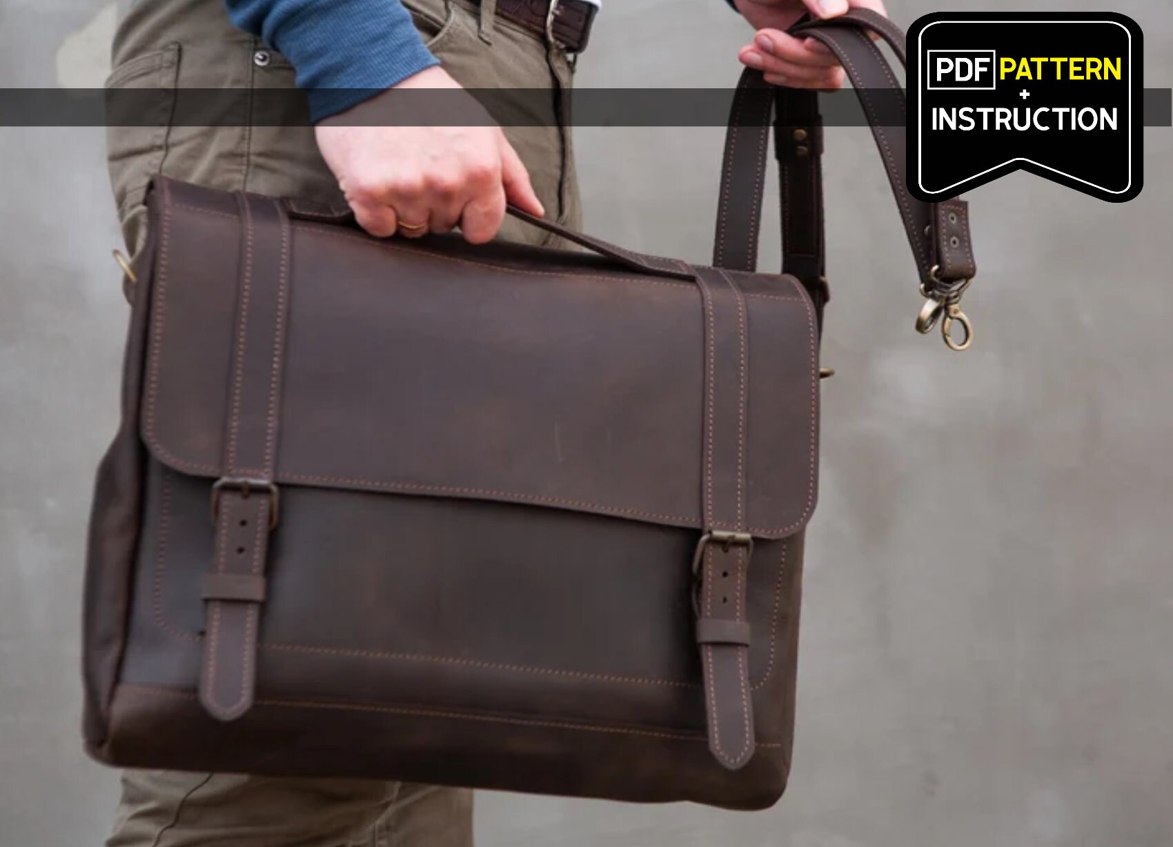 Leather Messenger Bag Pattern, Leather Messenger Bag Pdf, Leather ...