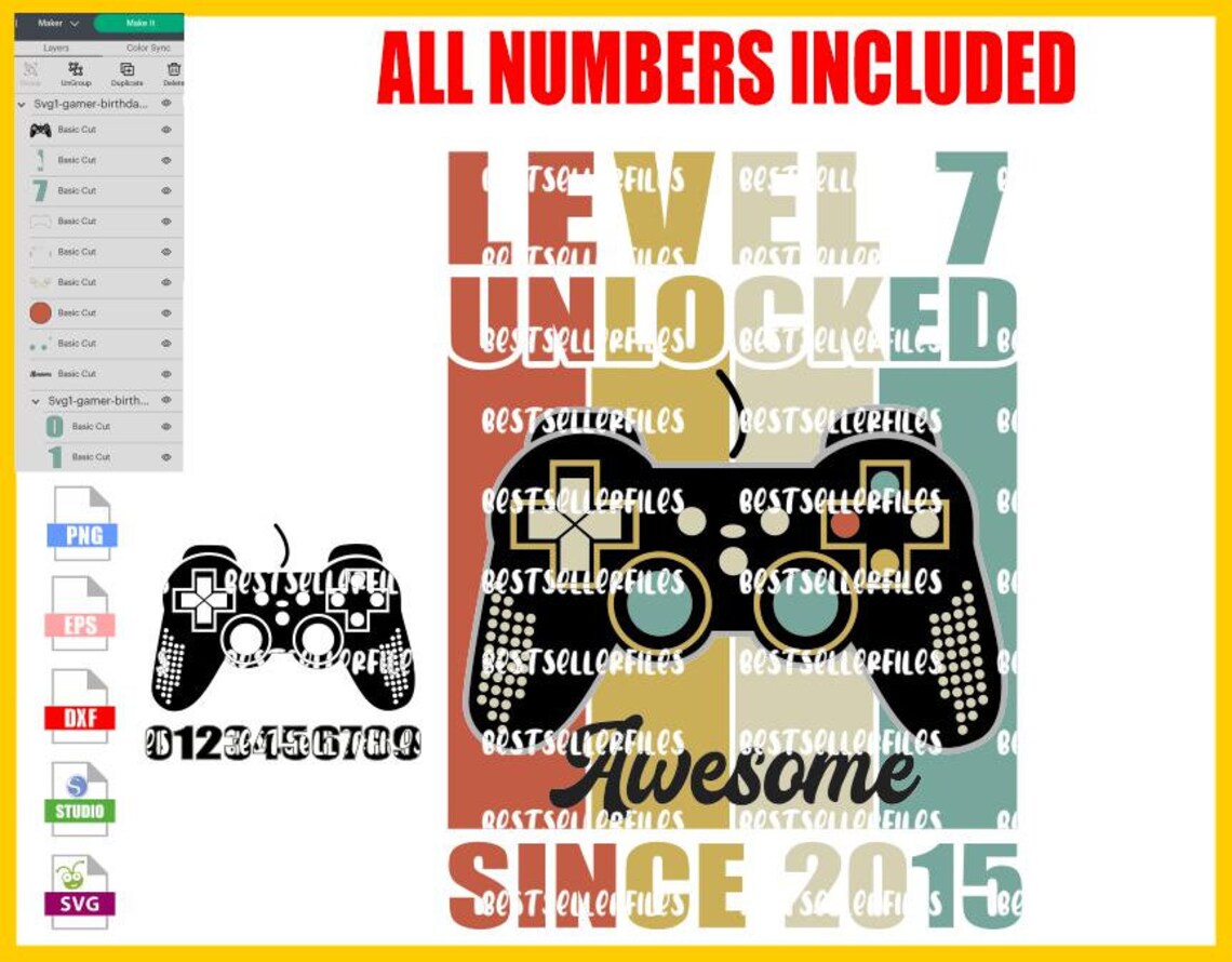 Instant Download Level 7 Unlocked Gamer Boy Birthday Svg | Etsy