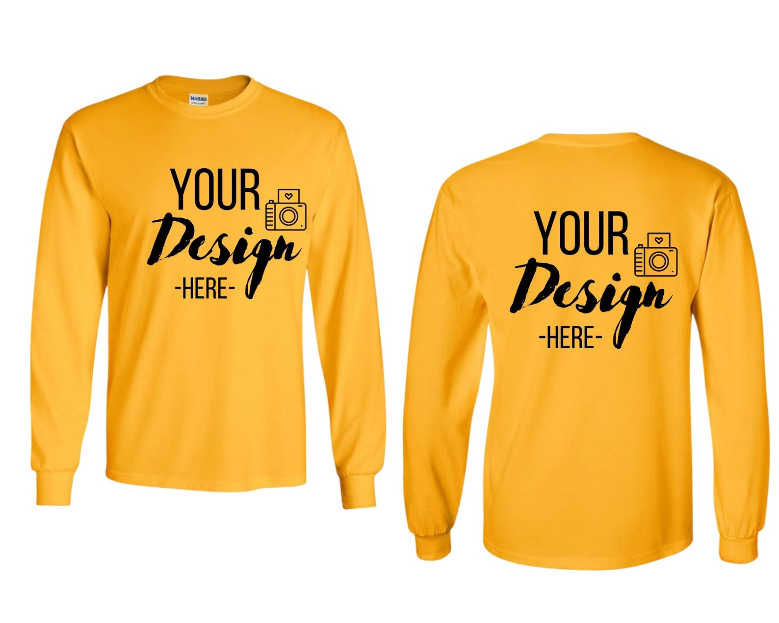 Front and Back Long Sleeve Tee Mockup Bundle, White Background, Unisex ...