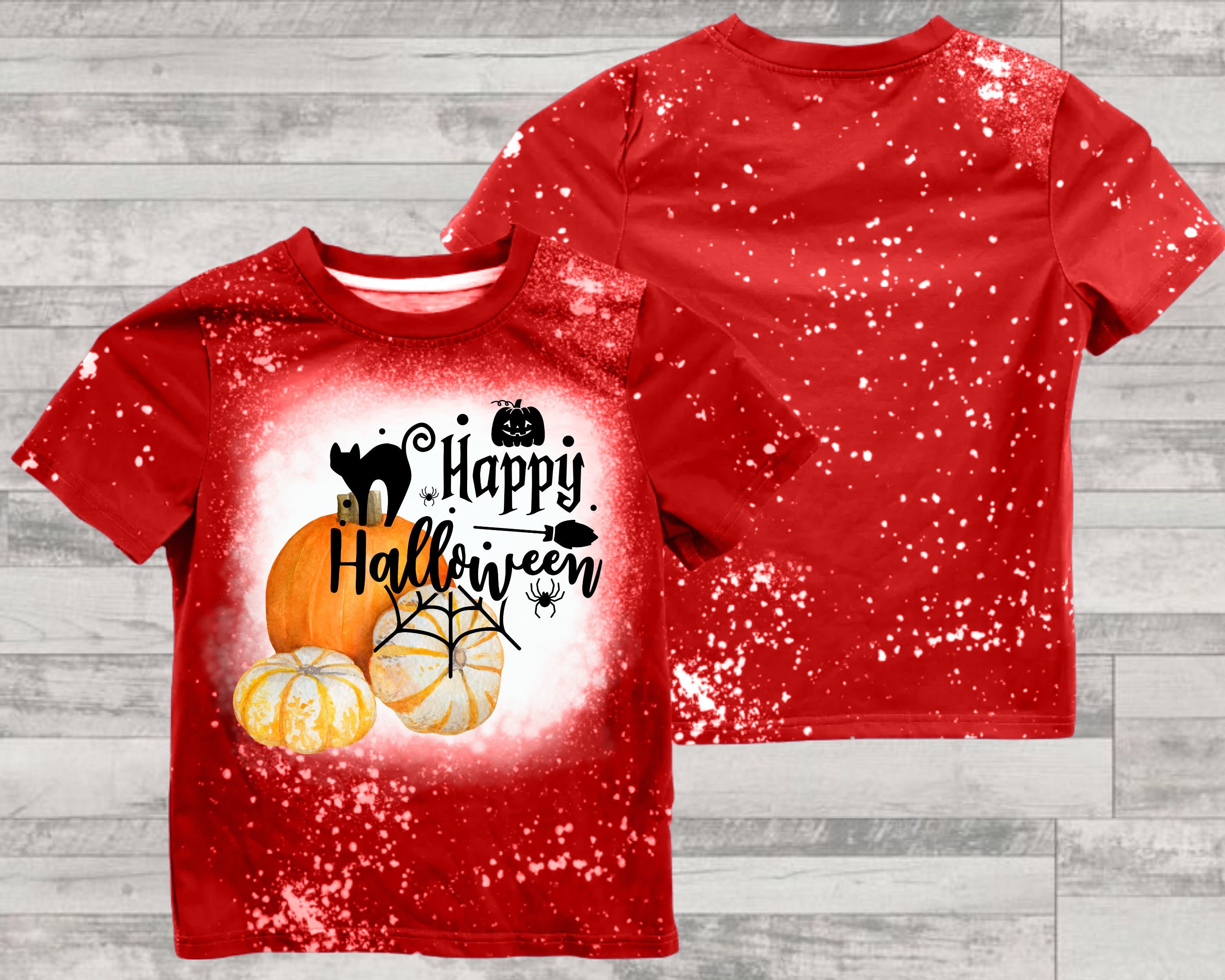 Front and Back Bleach T-shirt Mockup, Bleached Red T-shirt Mockup, Red ...