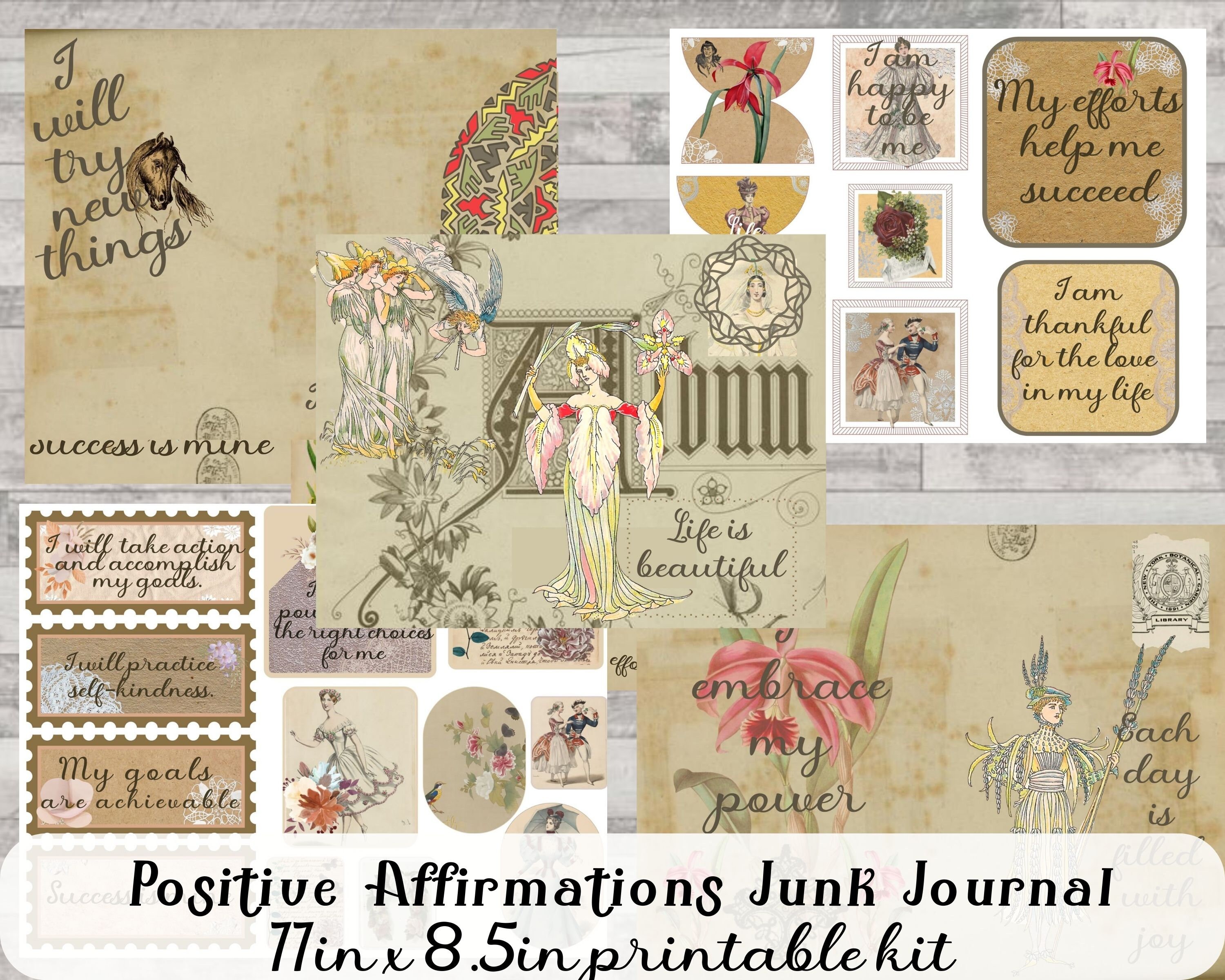 Positive Affirmations Junk Journal Kit, Shakespeare Flowers (digital ...
