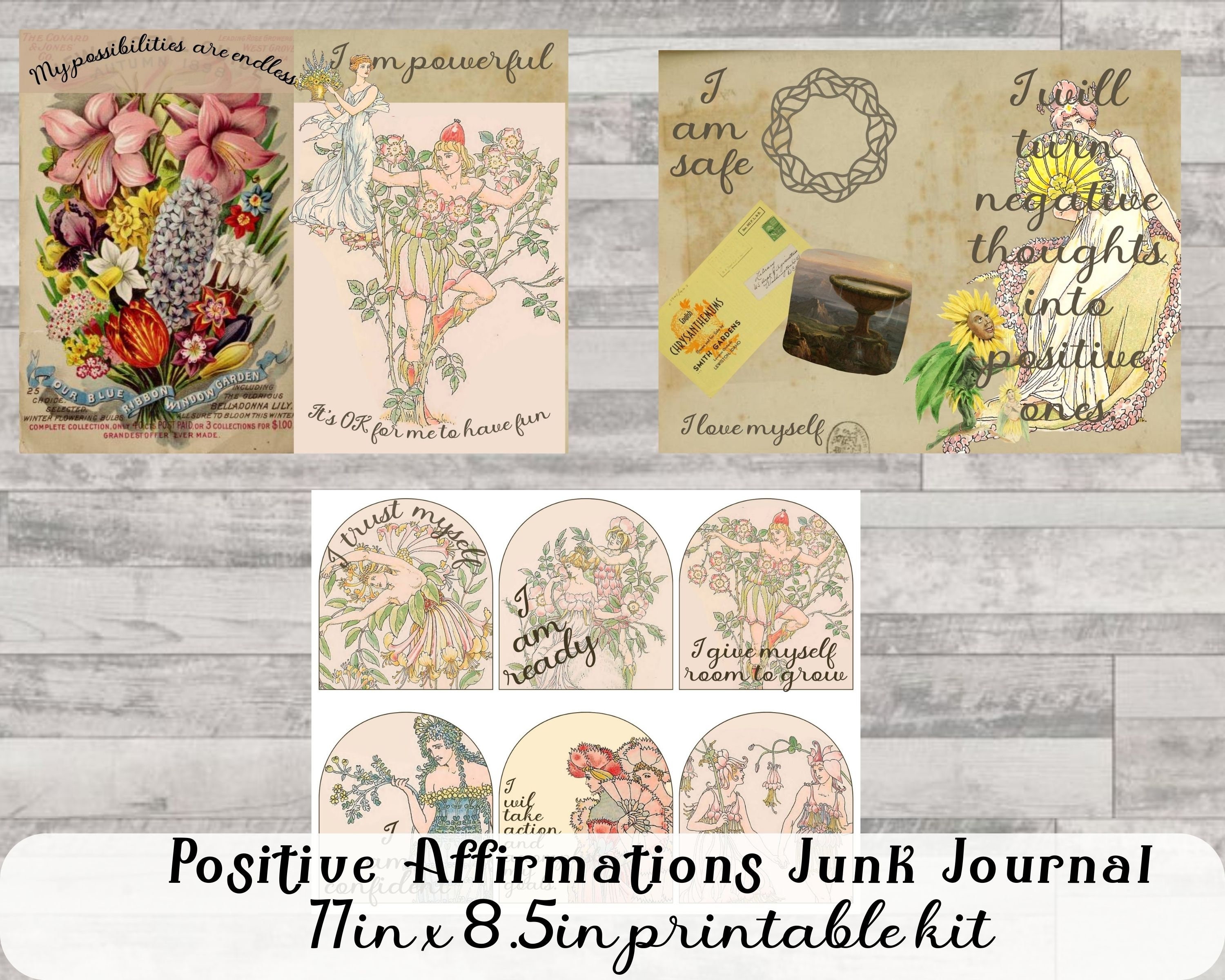 Positive Attitude Junk Journal, Printable Kit, Vintage Digital Paper ...
