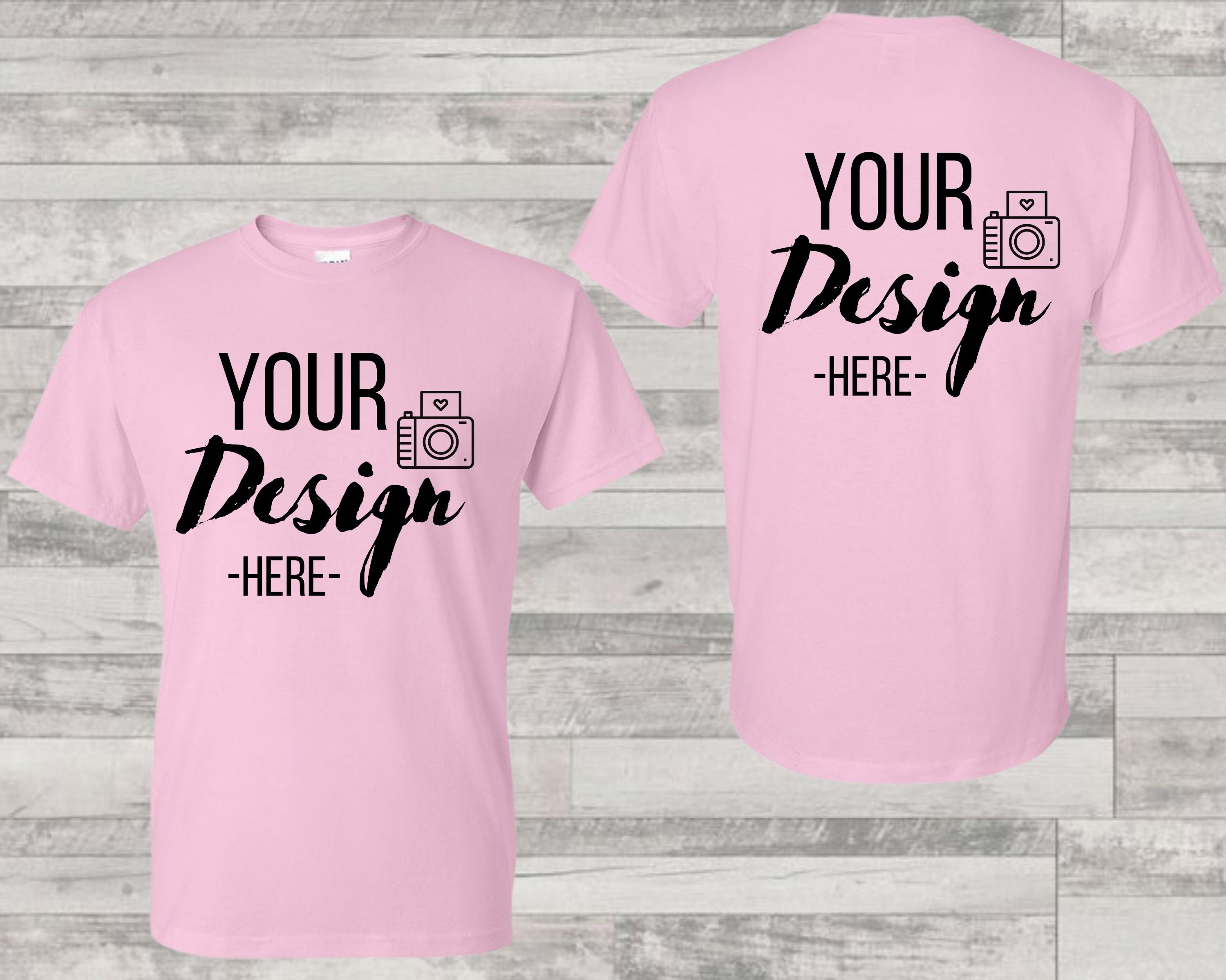 Front and Back Pink Tshirt Mockup, Pink Tshirt Mockup, Digital Mockup ...