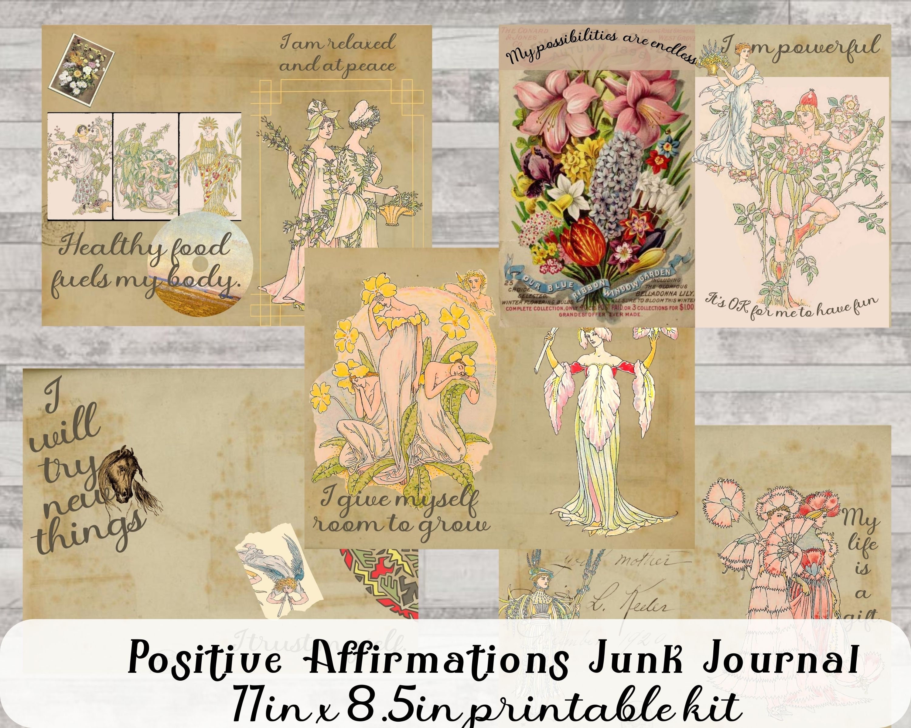 Positive Attitude Junk Journal, Printable Kit, Vintage Digital Paper ...