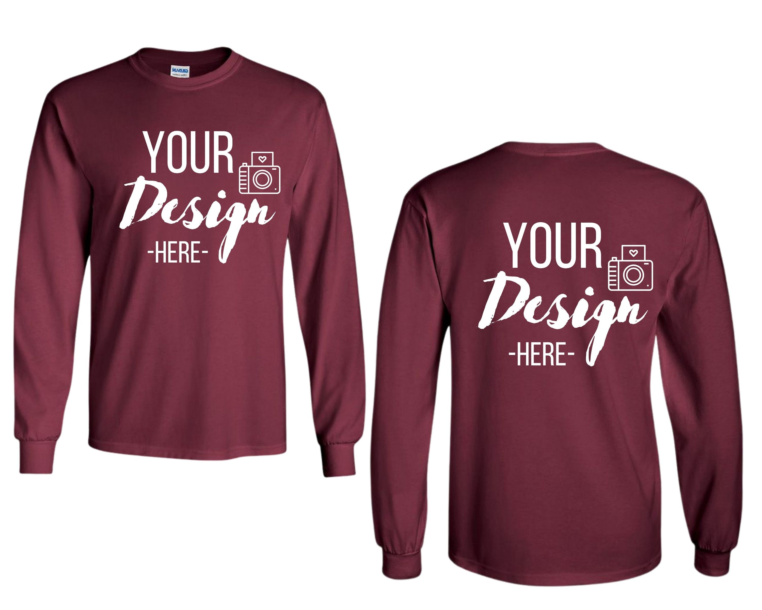 Front and Back Long Sleeve Tee Mockup Bundle, White Background, Unisex ...