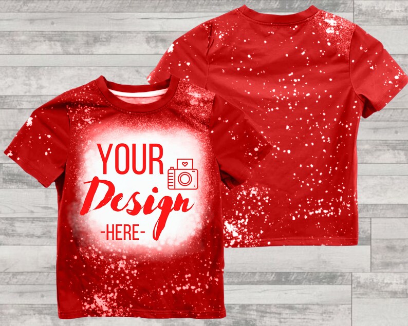 Red Bleached T-shirt Mockup: Front & Back View (digital File) - Etsy UK