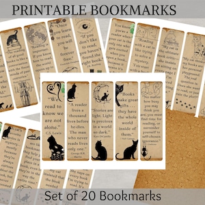 Cat Bookmarks With Quotes: Shabby Chic Vintage Style (PDF) - Etsy