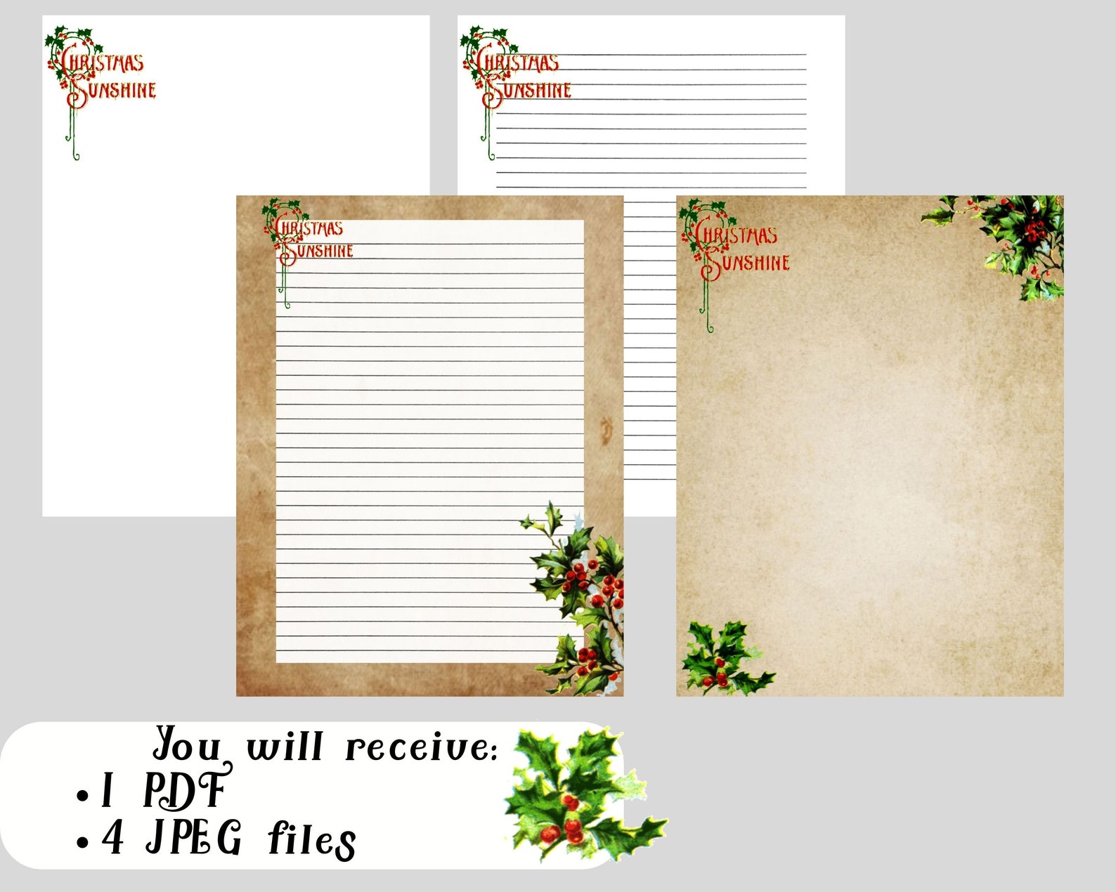 Printable Christmas Stationery, Christmas Letter Writing Paper ...