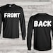 Front and Back Long Sleeve Tee Mockup, Black Long Sleeve Tee Mockup ...