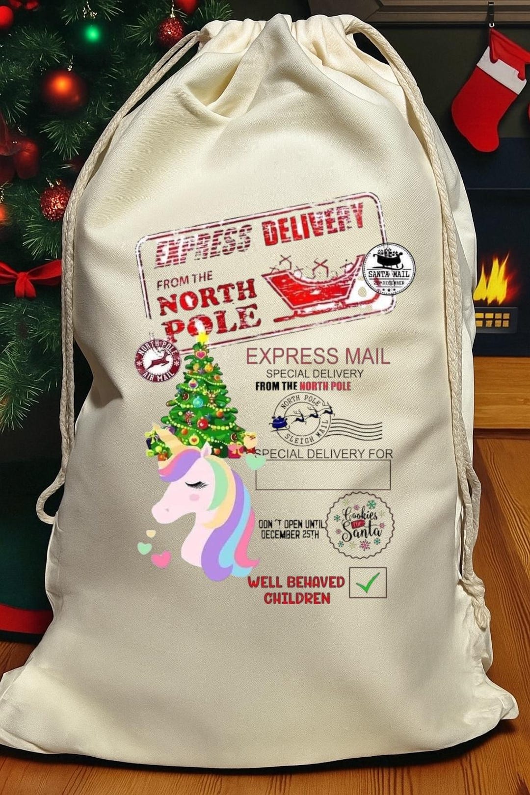 Unicorn Santa Sack Customized - Etsy