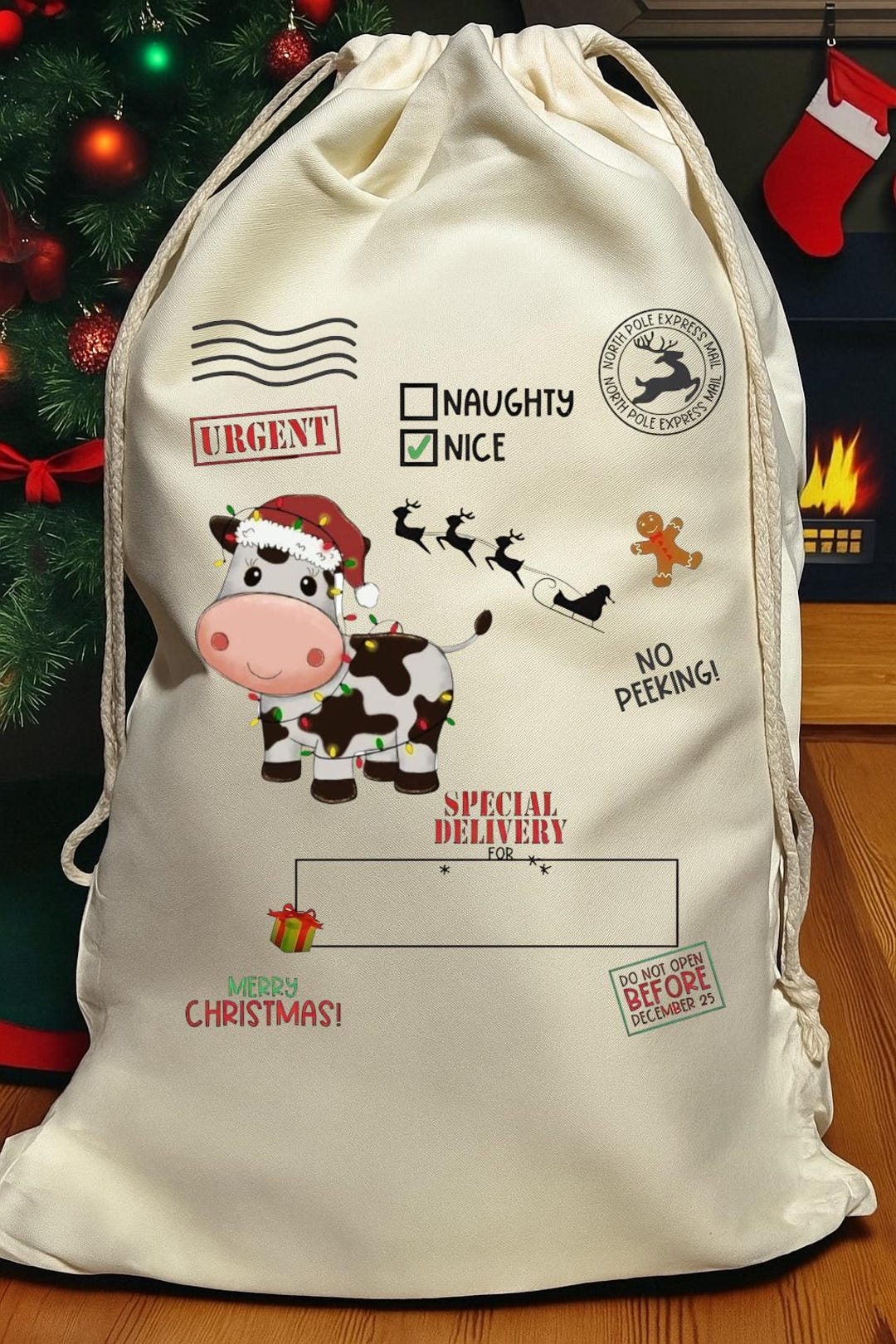 Cow Santa Sack Customized - Etsy