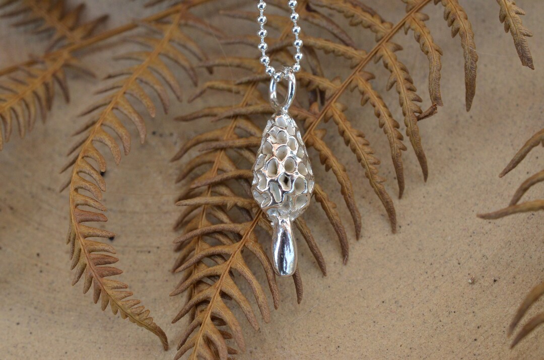 Small Sterling Silver Morel Mushroom Pendant - Etsy