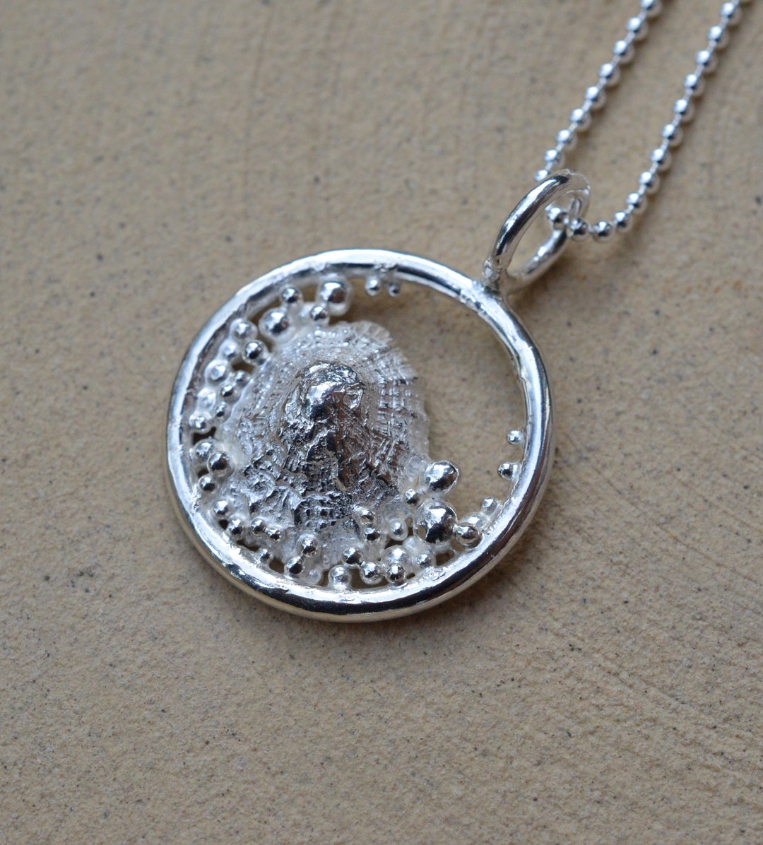 Small Sterling Silver Round Medallion Pendant With Limpet and ...