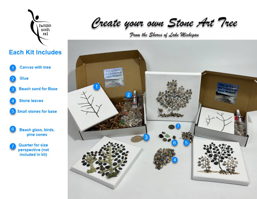 Stone Art Tree Kit-diy Holiday Gift Rock Art Quick and - Etsy