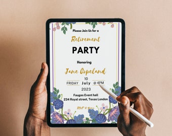 Editable Surprise Retirement Invitation Black Gold Printable Digital ...