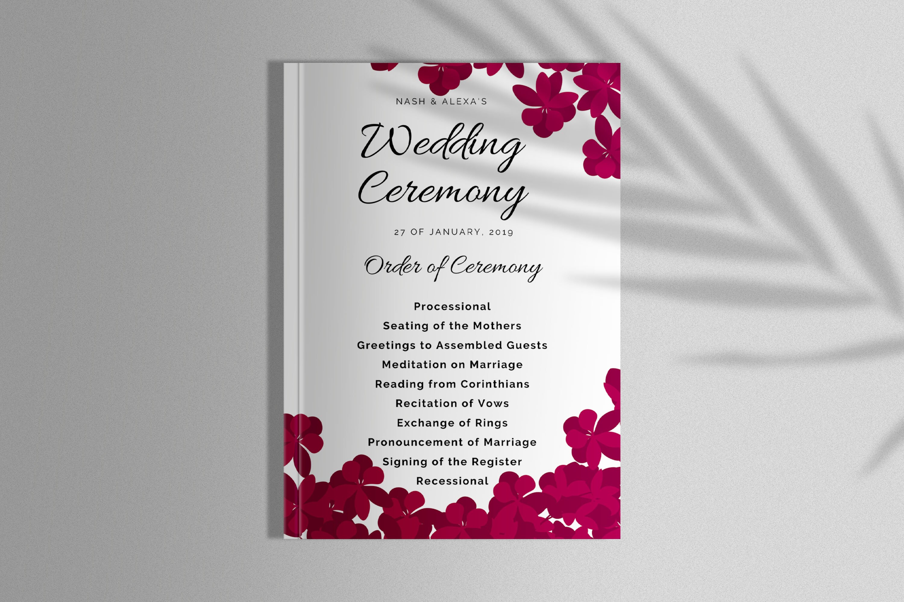 Wedding Program Template, Booklet Program, Modern and Elegant Wedding ...