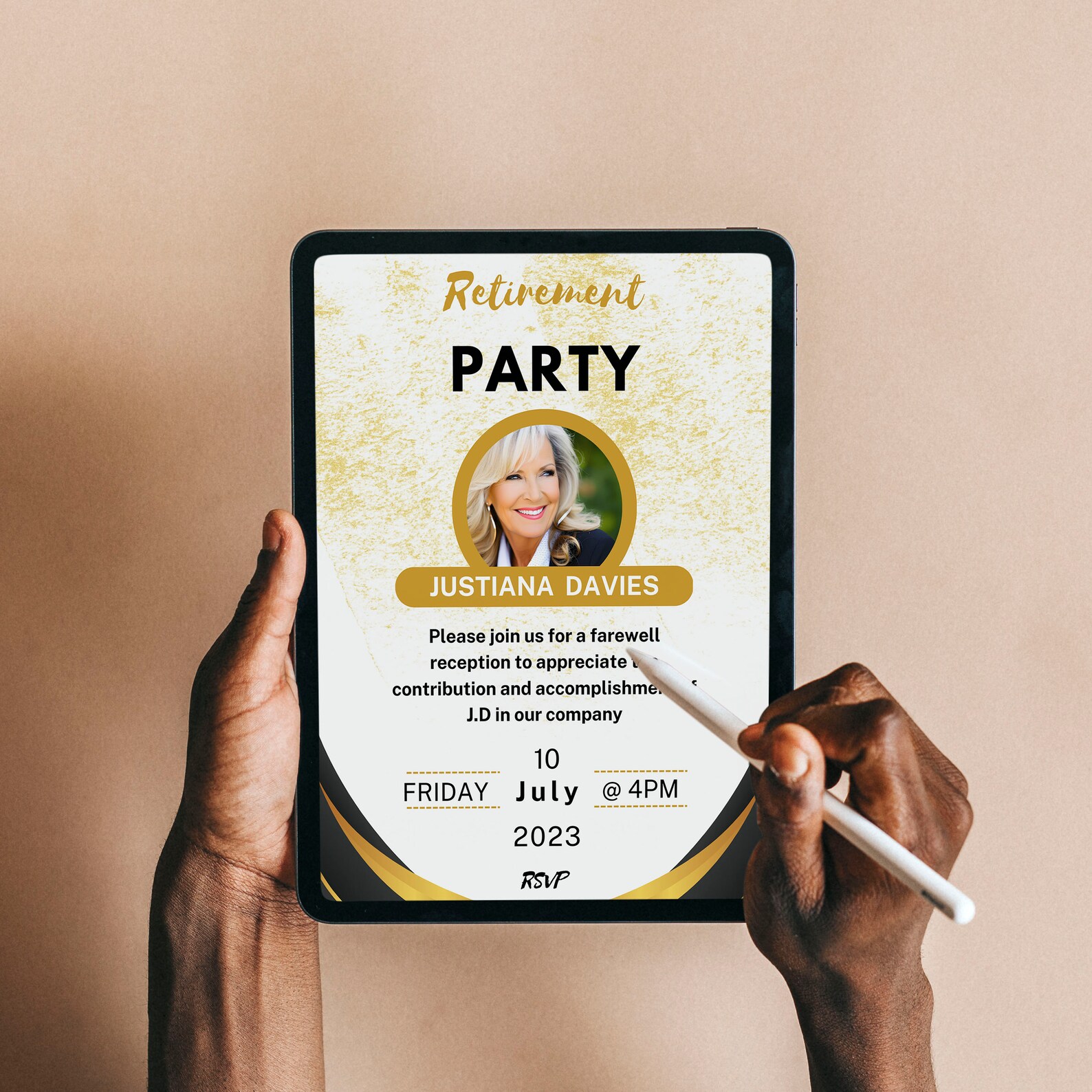 Editable Surprise Retirement Invitation Black Gold Printable Digital ...