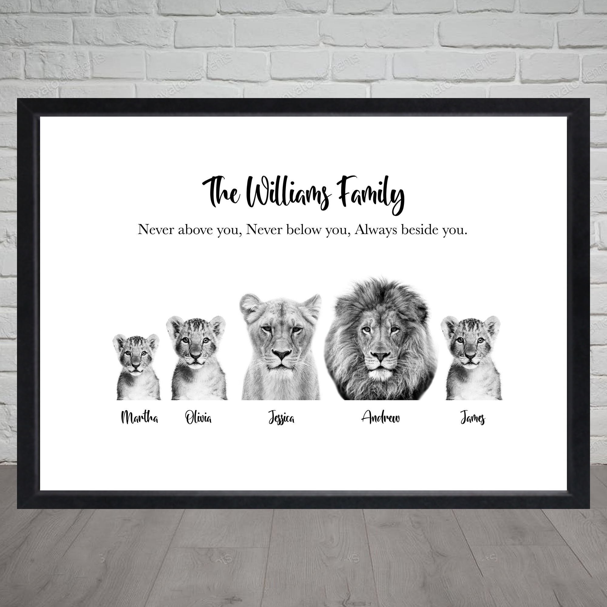 Lion Family Print, Family Print, Personalised Family Print, Family Gift ...
