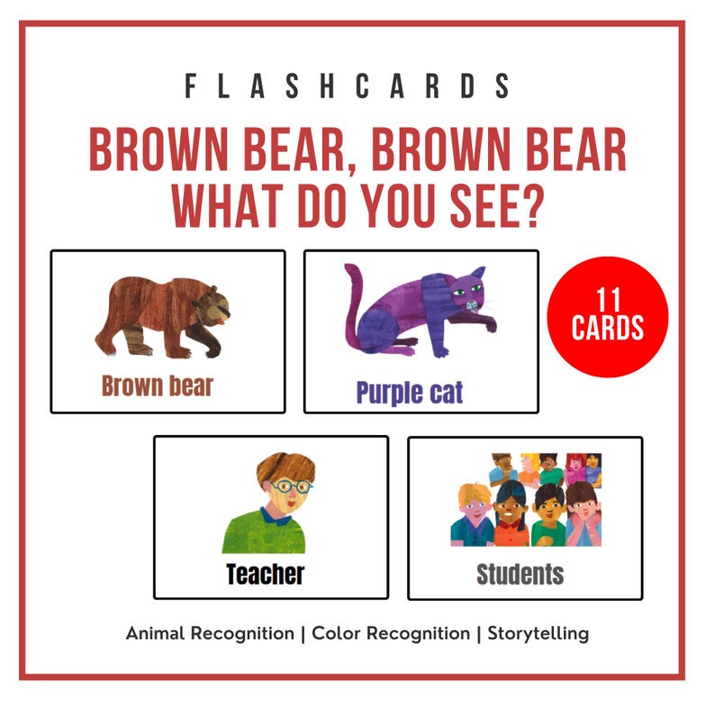 Brown Bear Brown Bear What Do You See Flashcard | Montessori Toddler ...