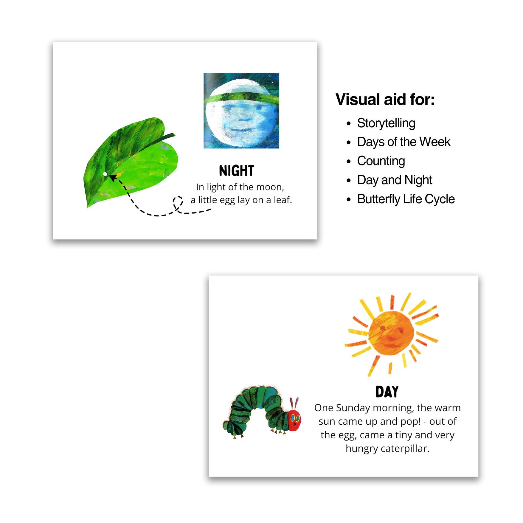 The Very Hungry Caterpillar Story Flashcards | Printable Cards 7x9 ...