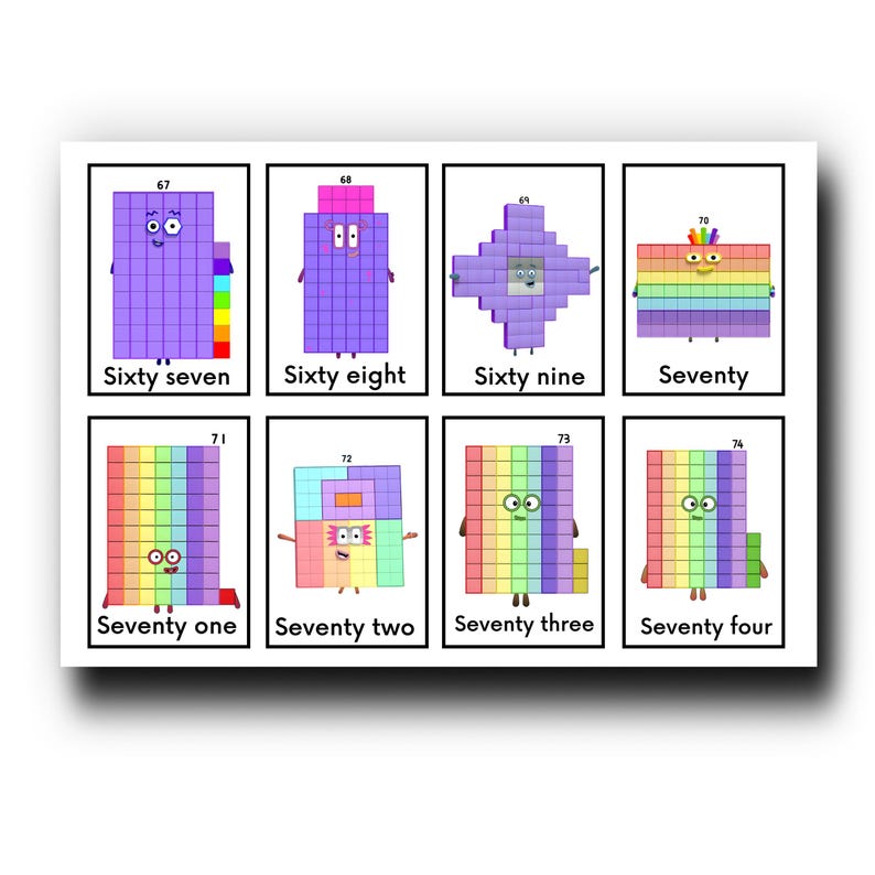 Numberblocks 51-100 Flashcards: Preschool Math (blockzilla + Big Tum ...