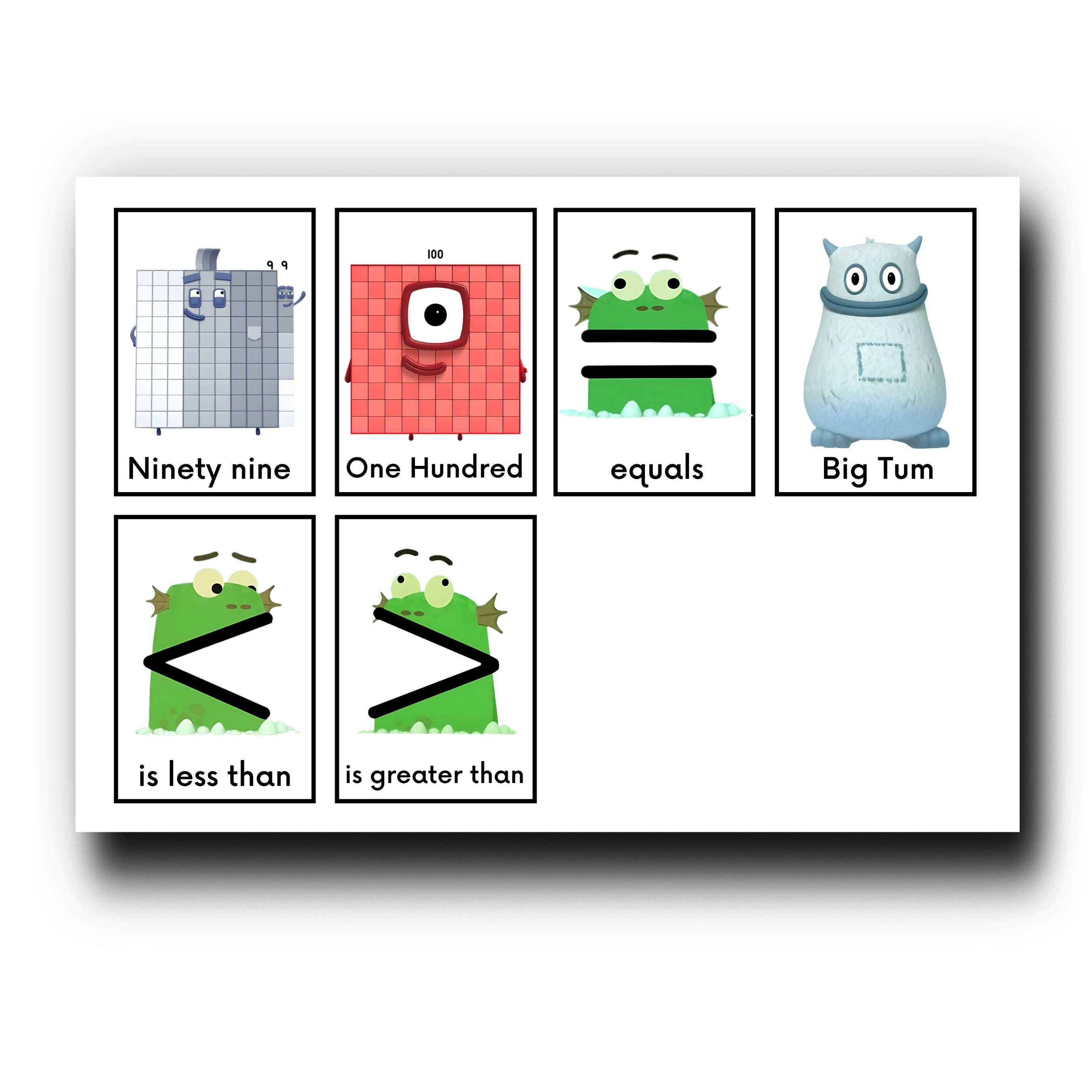 Numberblocks 51-100 Flashcards: Preschool Math (blockzilla + Big Tum ...