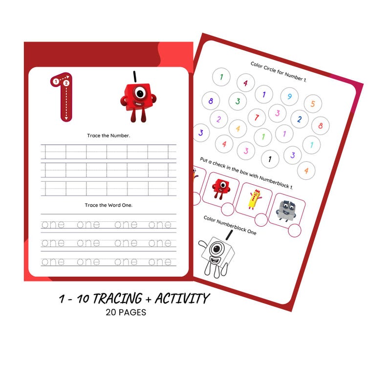 Numberblocks Activities Math Worksheet: Kindergarten Number Tracing ...