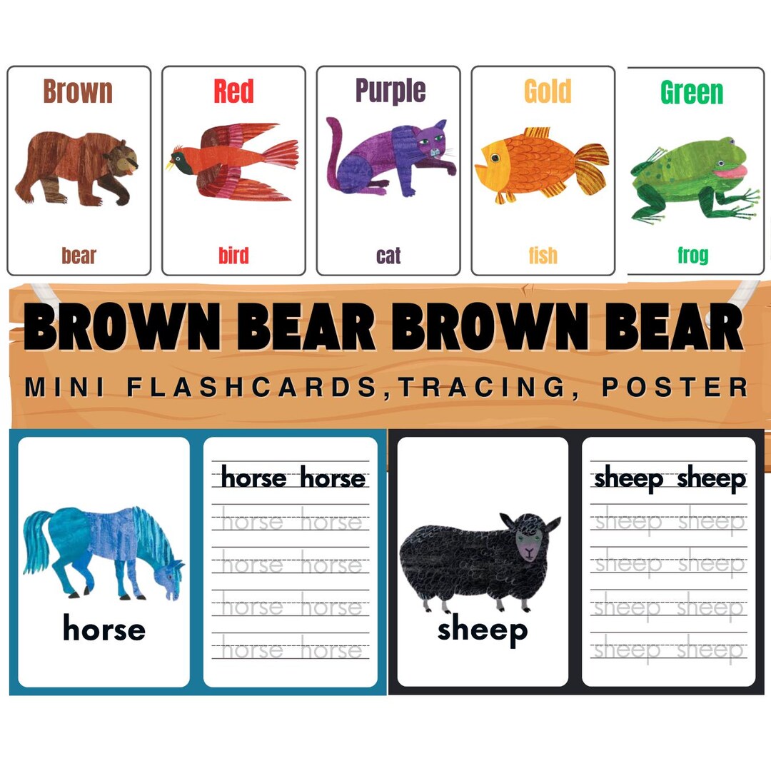 Brown Bear Printable Bundle: Flashcards, Tracing, Poster (digital ...