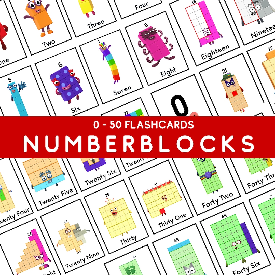 Numberblocks 0-50 Flashcards: Preschool Math Learning (PNG & PDF) - Etsy