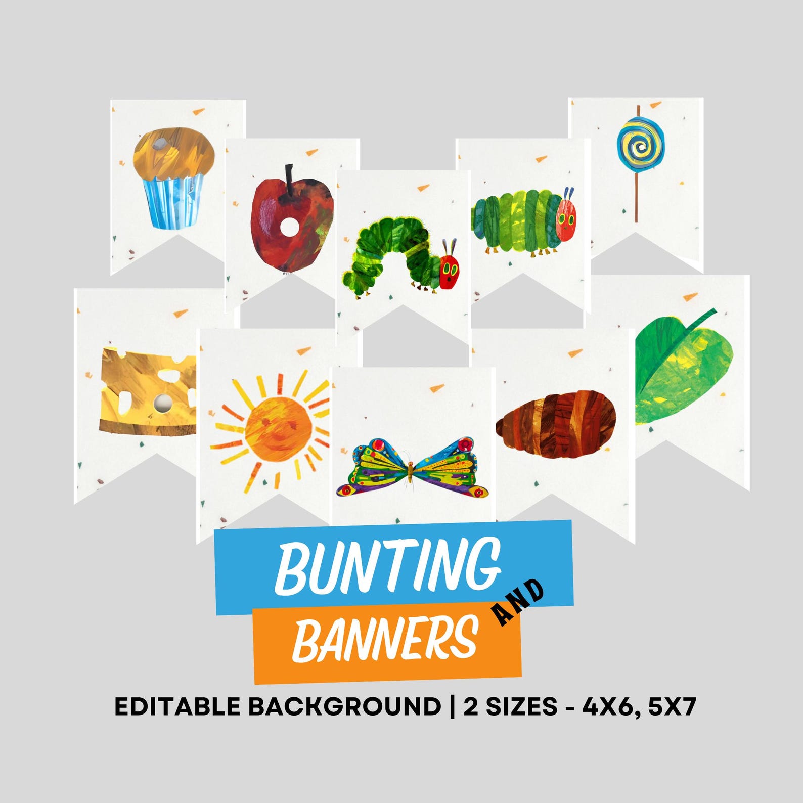 Hungry Caterpillar Banner Printable | Editable Party Decor (digital ...