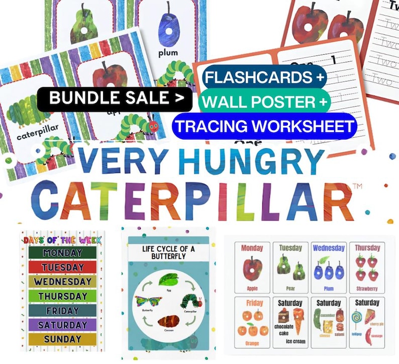 The Very Hungry Caterpillar Busy Book: Flashcards, Poster, Tracing (PDF ...