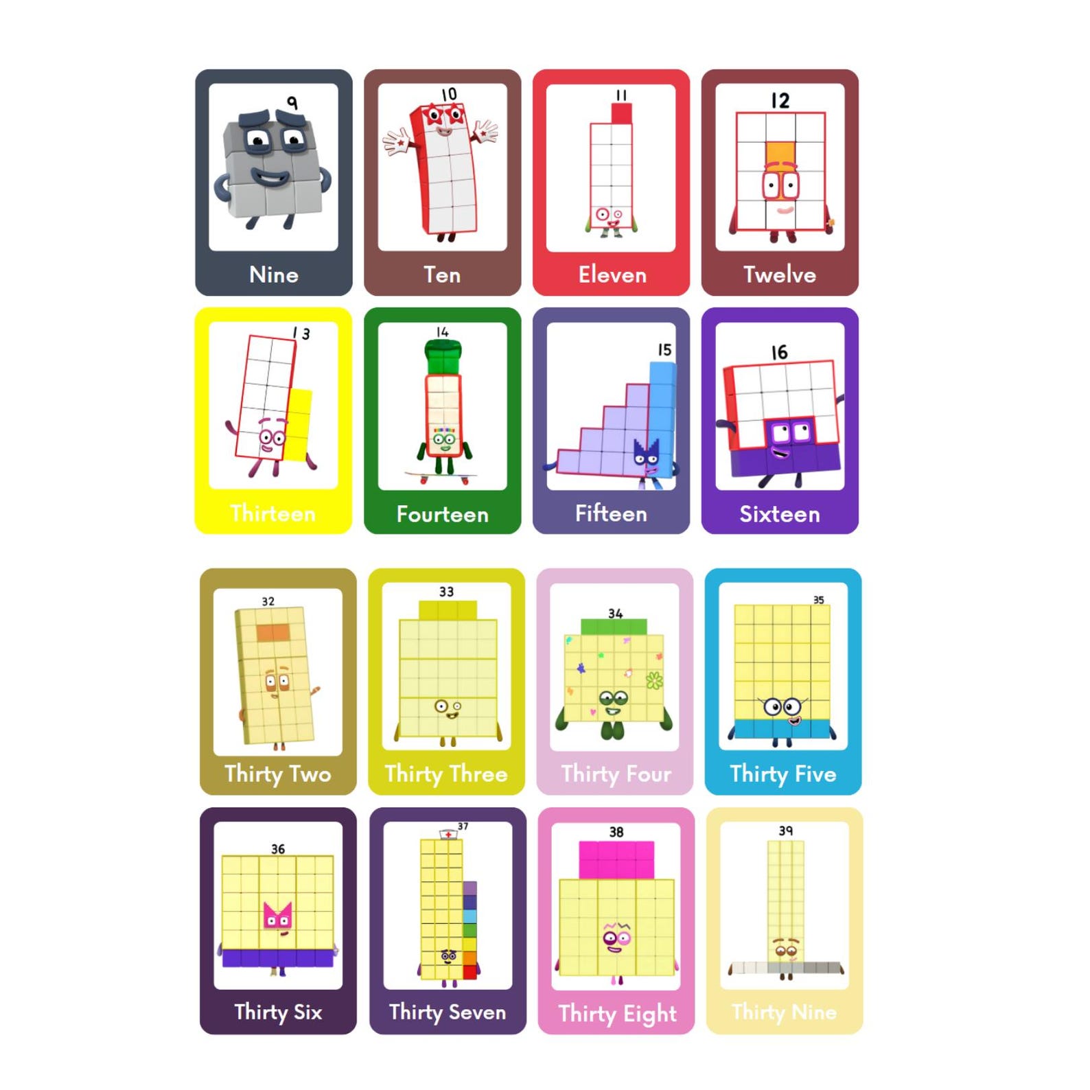 0-50 Numberblocks Mini Flashcards Colorful | Educational Number ...
