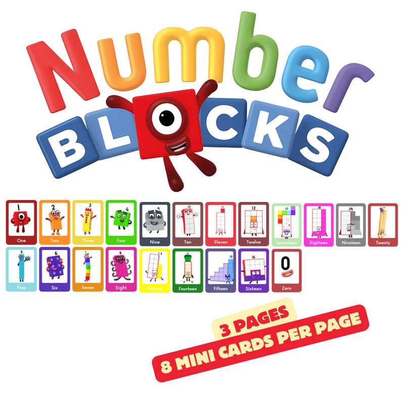 0 - 20 Numberblocks Mini Flashcards| Preschool Math Flashcards Early ...