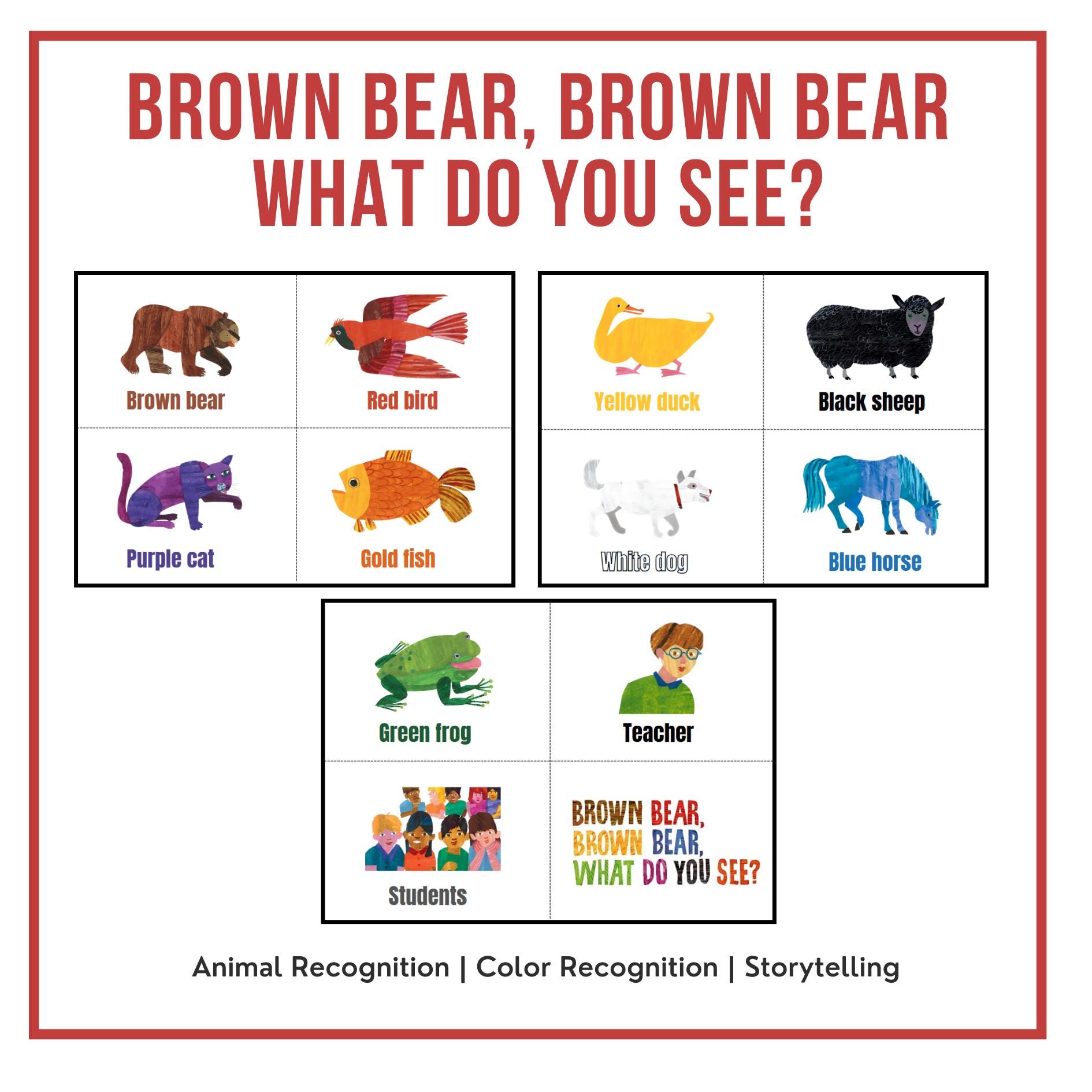 Brown Bear Brown Bear What Do You See Flashcard | Montessori Toddler ...