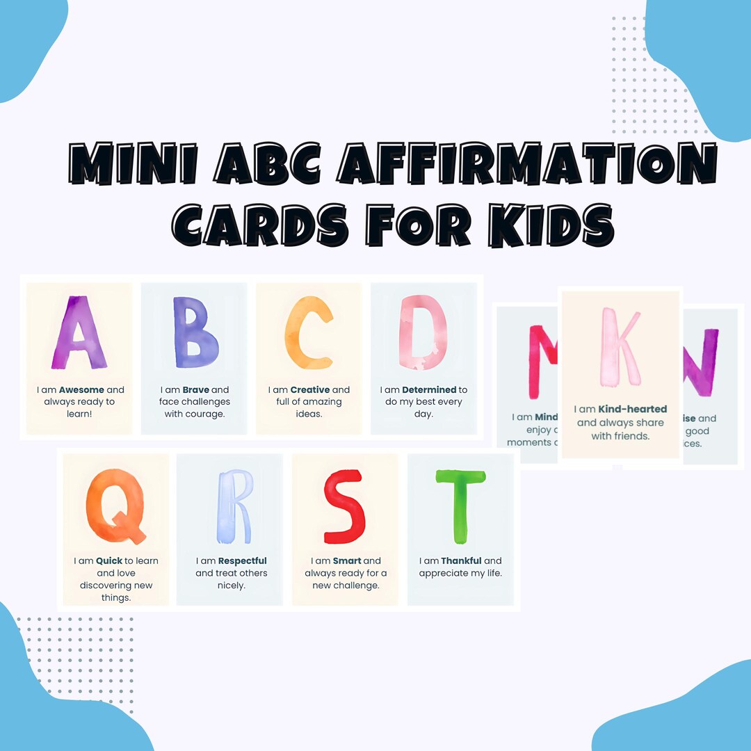 Watercolor ABC Affirmation Cards for Kids: Positive Flashcards (digital ...