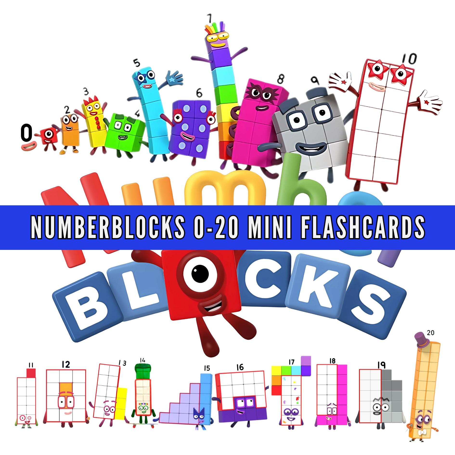 0 - 20 Numberblocks Mini Flashcards| Preschool Math Flashcards Early ...