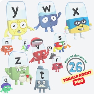 Alphablocks Clipart A-Z | 26 Transparent Pngs | Instant Digital ...