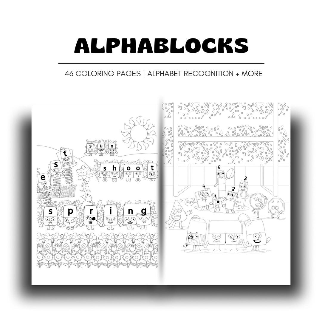 Alphablocks Coloring Book: Alphabet Educational Printable (A4 Digital ...
