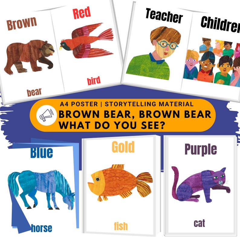 Brown Bear Animal Posters: Homeschool Classroom Decor (PDF & PNG Download A4 Size) - Etsy
