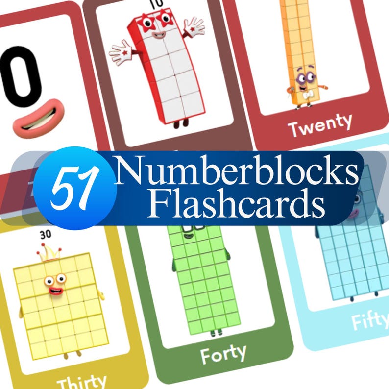 0-50 Numberblocks Mini Flashcards Colorful | Educational Number ...