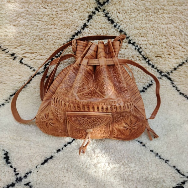 Moroccan Leather Bag - Etsy