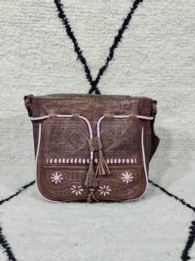 Moroccan Leather Bag , Best Gift for Women , Sac Seau En Cuir Marocain ...