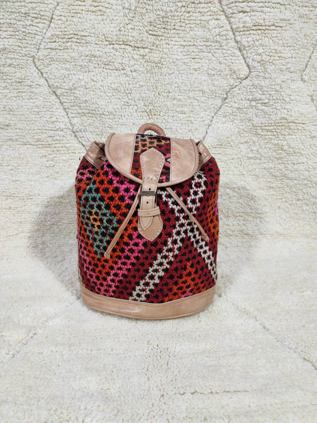 Moroccan Genuine Leather Kilim Bag. Sac à Dos Avec Kilim , BOHO Vintage ...