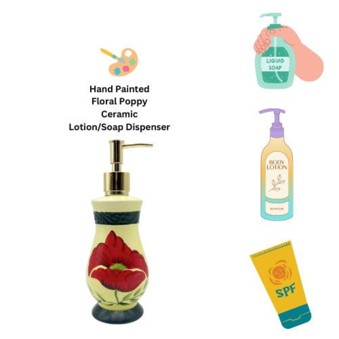 Floral Poppy Lotion Dispenser - Etsy